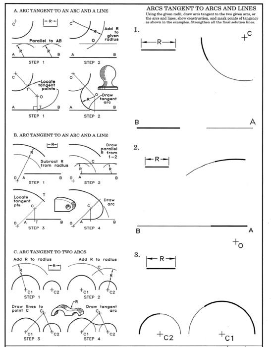 Solved A. ARC TANGENT TO AN ARC AND A LINE ARCS TANGENT TO | Chegg.com