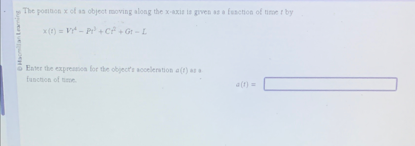 Solved The position x ﻿of an object moving along the x-axis | Chegg.com