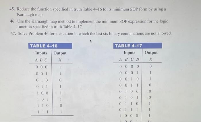 Solved 45 Reduce The Function Specified In Truth Table 4 16 