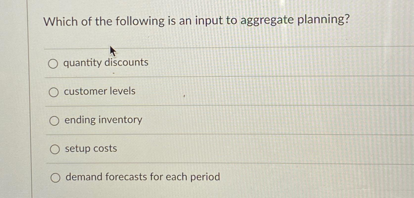 Solved Which of the following is an input to aggregate | Chegg.com