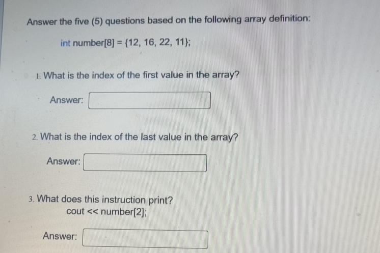 Solved Answer the five (5) ﻿questions based on the following | Chegg.com