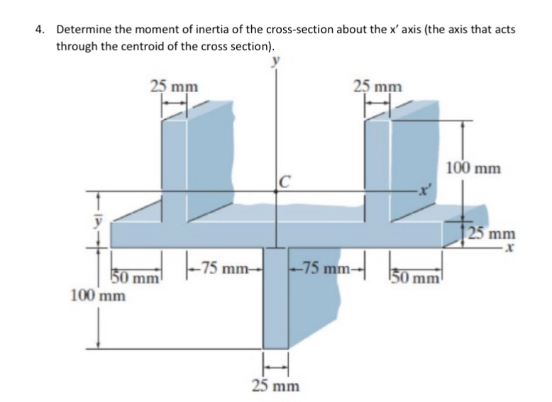 Solved Determine the moment of inertia of the cross-section | Chegg.com