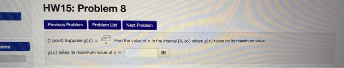 Solved Hw15 Problem 8 Previous Problem Problem List Next 