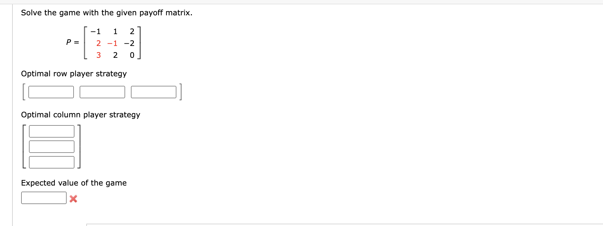 Solved Solve the game with the given payoff | Chegg.com
