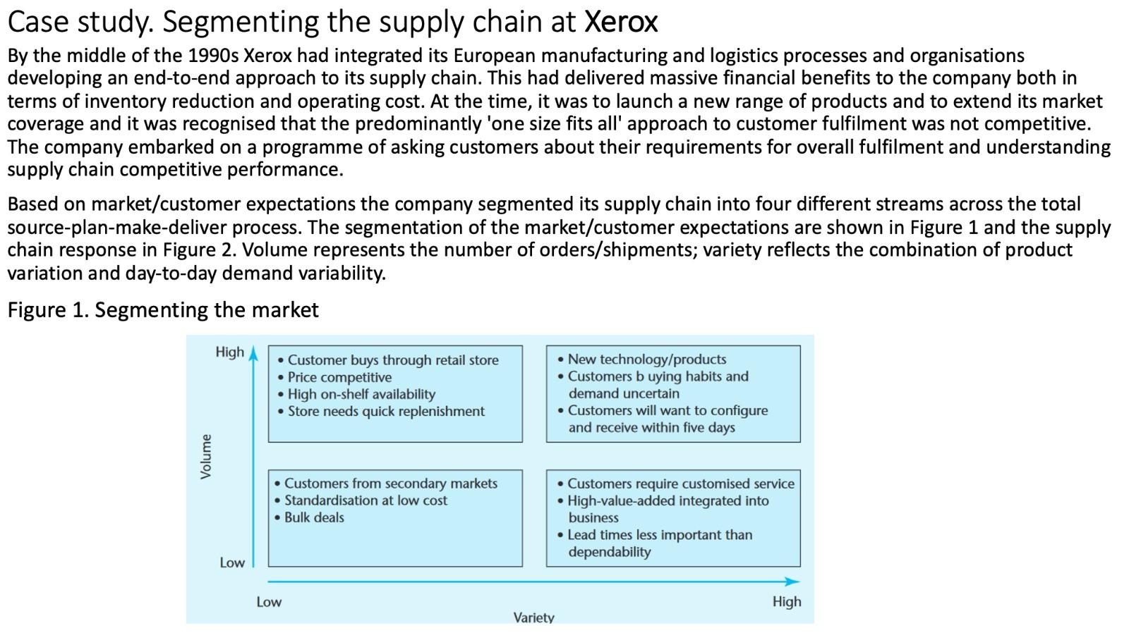 Solved Case study. Segmenting the supply chain at Xerox By | Chegg.com