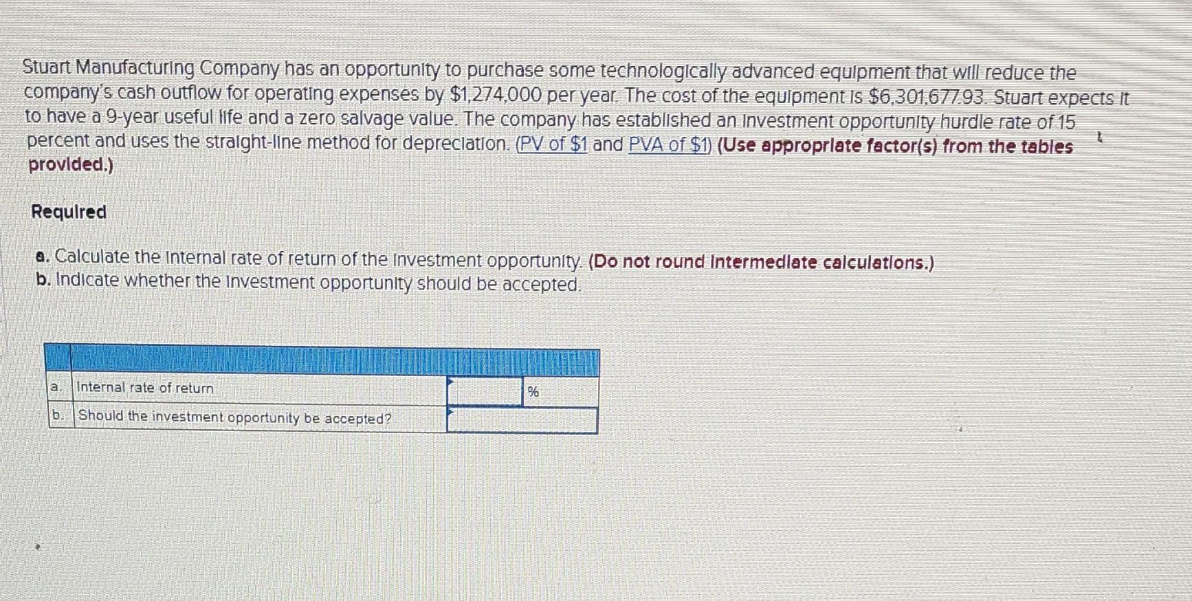 Solved Stuart Manufacturing Company has an opportunity to | Chegg.com