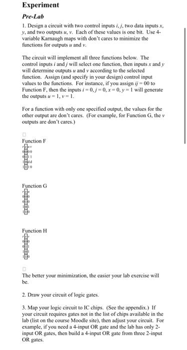 Experiment Pre-Lab 1. Design a circuit with two | Chegg.com