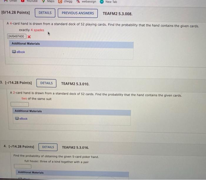 Solved Youtube Maps C chegg webassign W New Tab [0/14.28 | Chegg.com