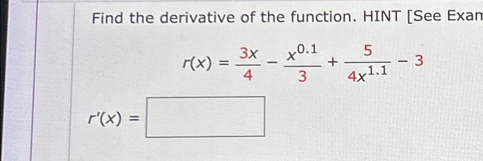 Solved Find the derivative of the function. HINT [See | Chegg.com