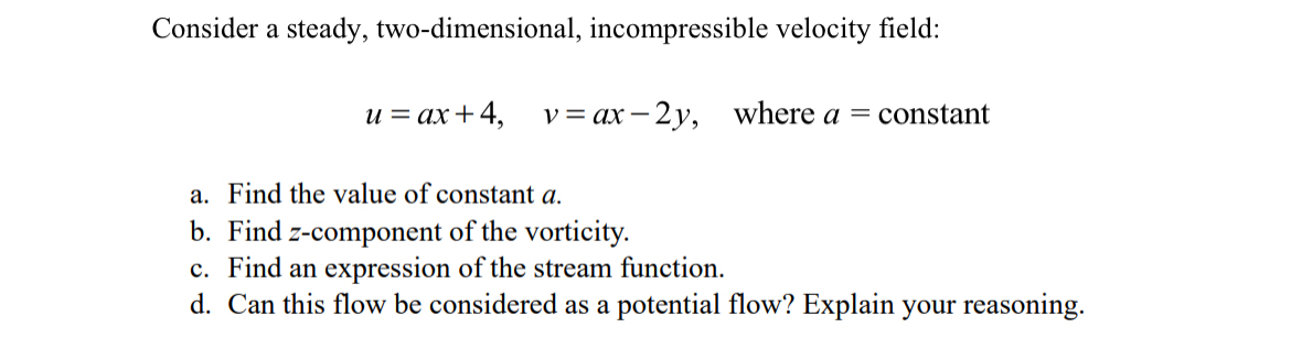 Solved Consider a steady, two-dimensional, incompressible | Chegg.com