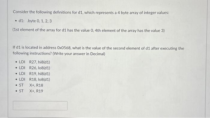 Solved Consider the following definitions for d1, which | Chegg.com
