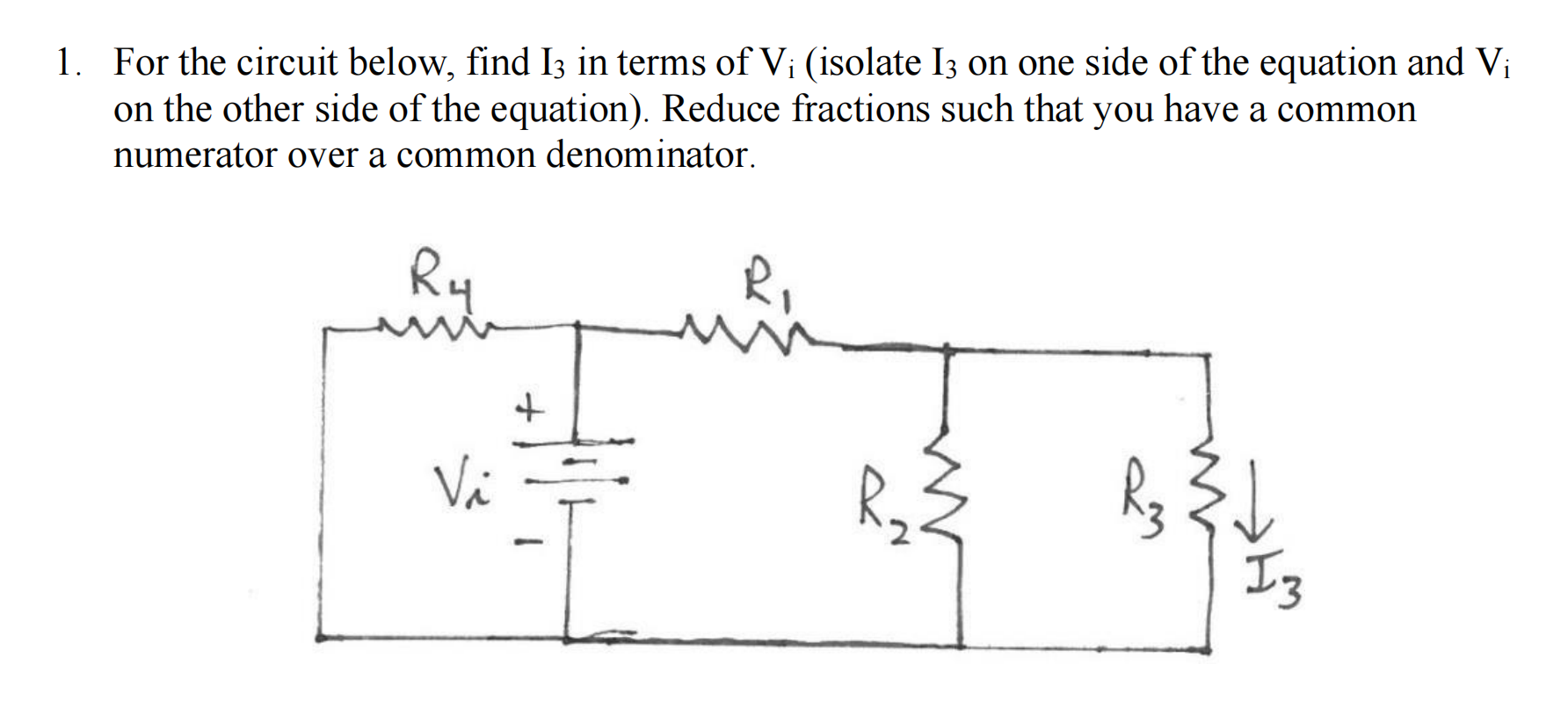 Solved For the circuit below, find I3 ﻿in terms of | Chegg.com