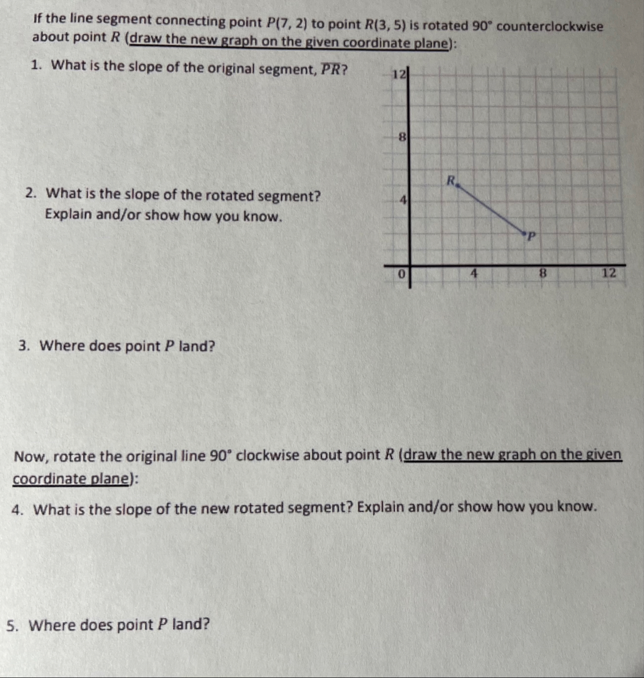 If the line segment connecting point P(7,2) ﻿to point | Chegg.com