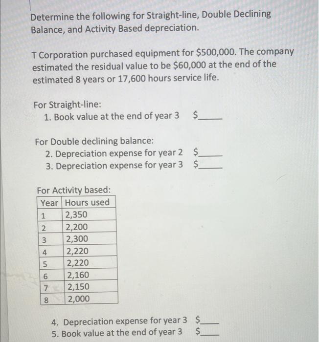 Solved Determine the following for Straight-line, Double | Chegg.com