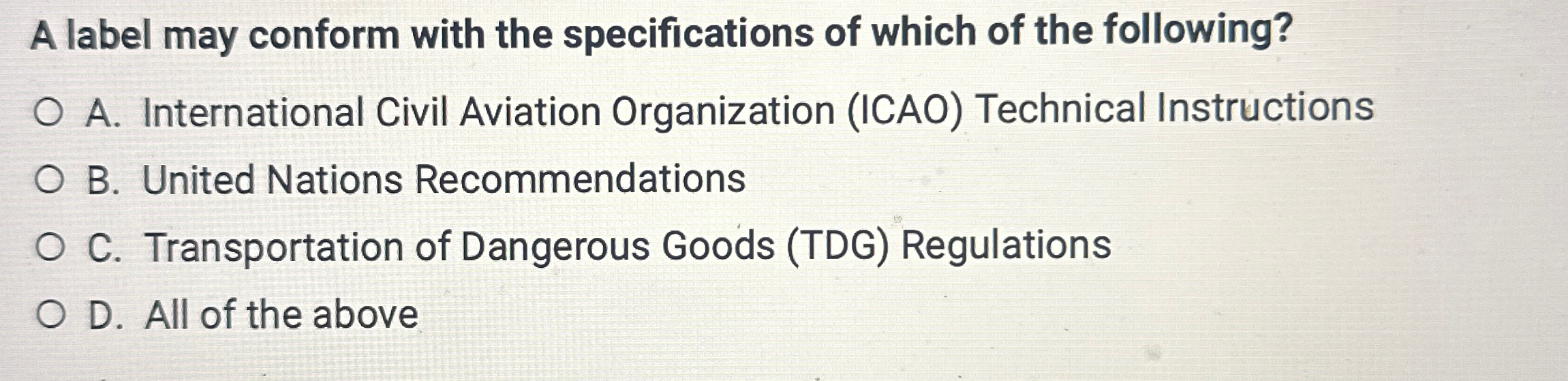 Solved A label may conform with the specifications of which | Chegg.com