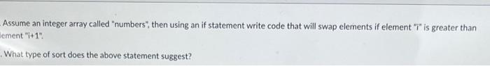 Solved Assume An Integer Array Called Numbers Then Using