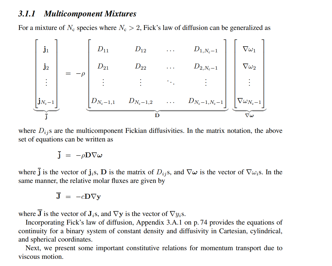 Solved Why does the diffusivity matrix for the mixture of Nc | Chegg.com