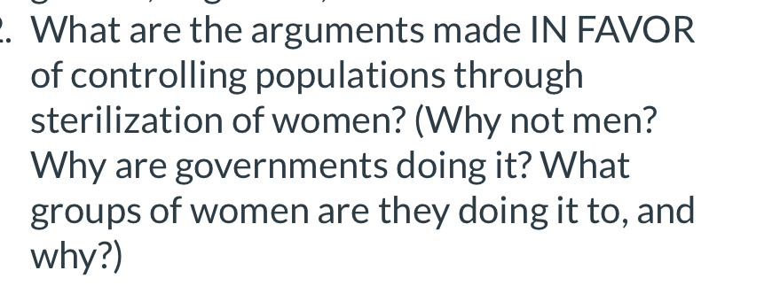 Solved What are the arguments made IN FAVOR of controlling | Chegg.com