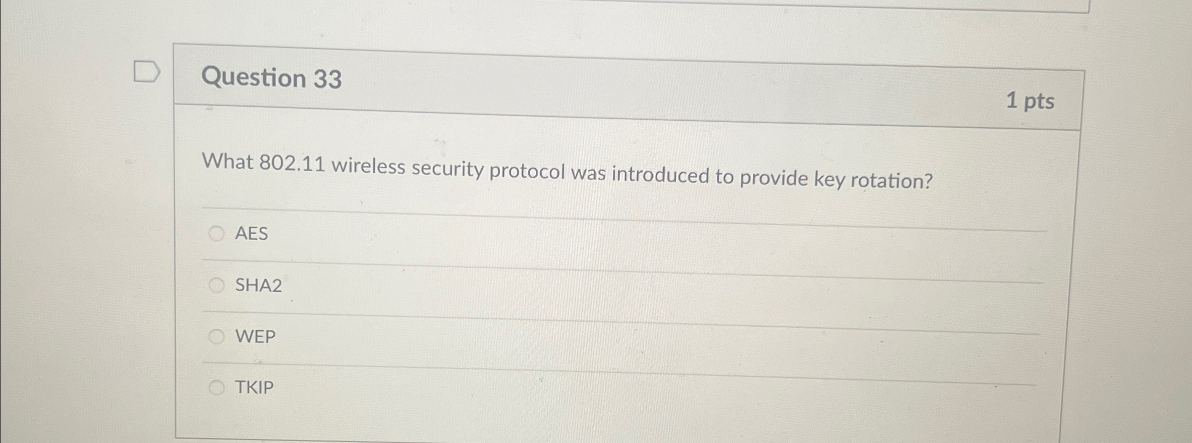 Solved Question 331 ﻿ptsWhat 802.11 ﻿wireless security | Chegg.com