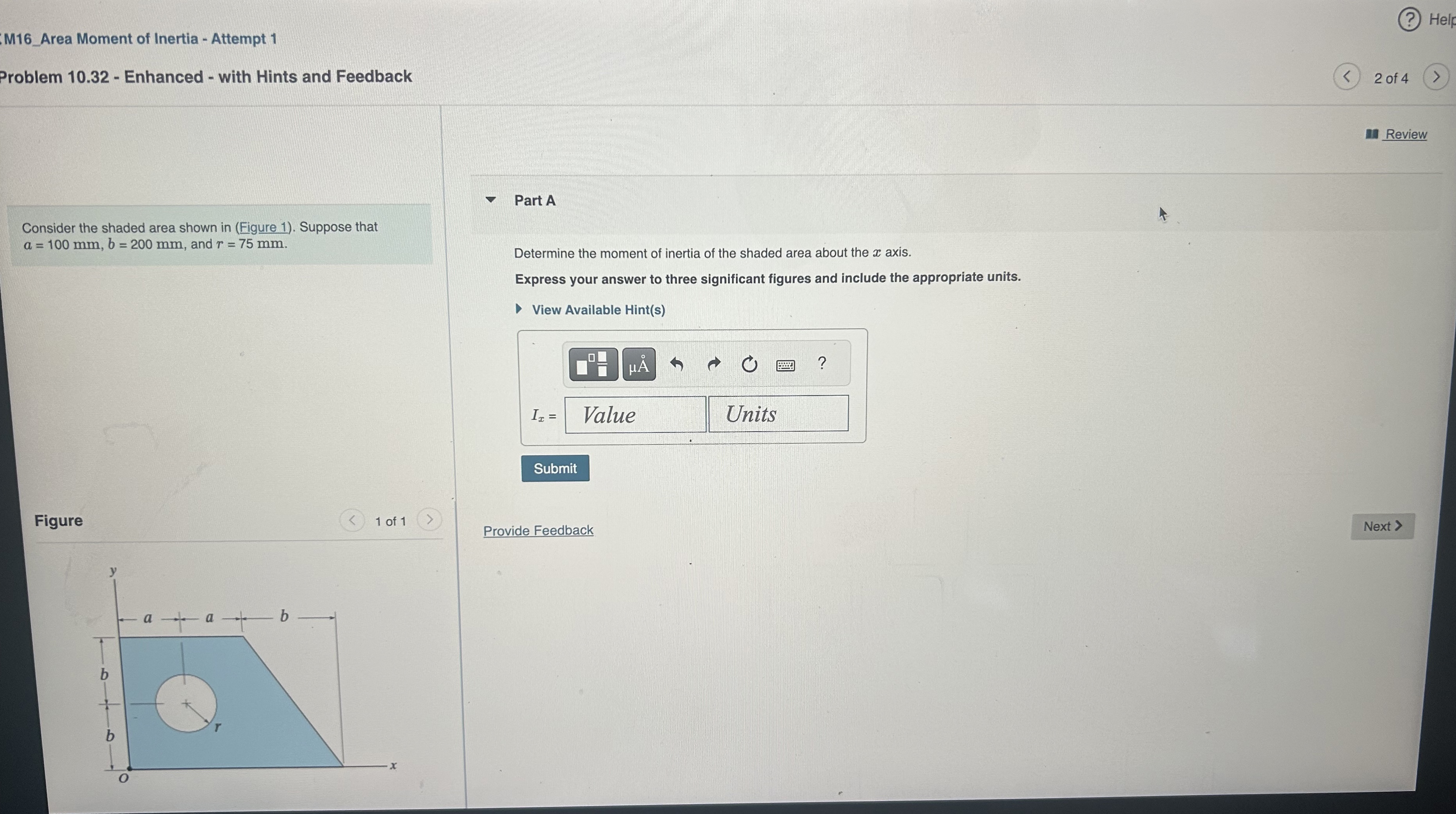 Solved M16_Area Moment of Inertia - ﻿Attempt 1(?) | Chegg.com