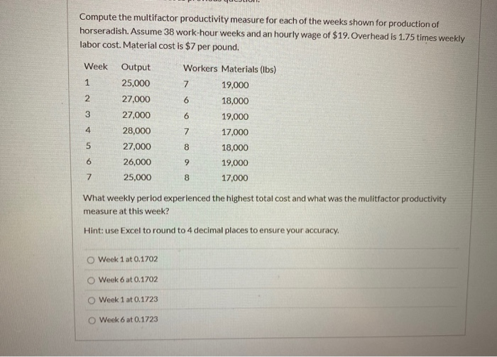 Solved Compute the multifactor productivity measure for each | Chegg.com