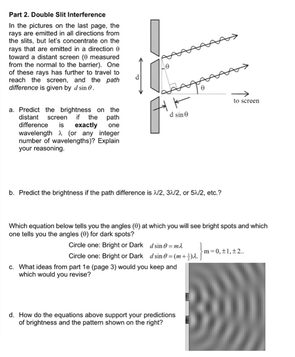 Solved Part 2. Double Slit Interference In the pictures on | Chegg.com