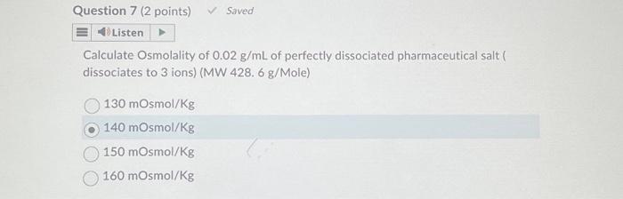 Solved What is the weight (g) of Sodium Chloride (MW 58.4 g/ | Chegg.com