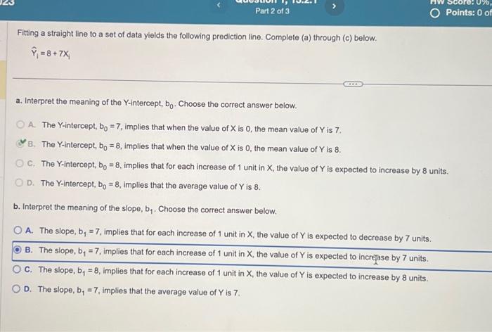 Solved Fitting a straight line to a set of data yields the | Chegg.com