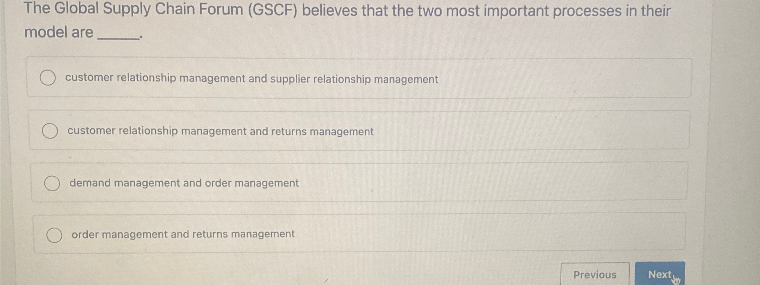 Solved The Global Supply Chain Forum (GSCF) ﻿believes that | Chegg.com