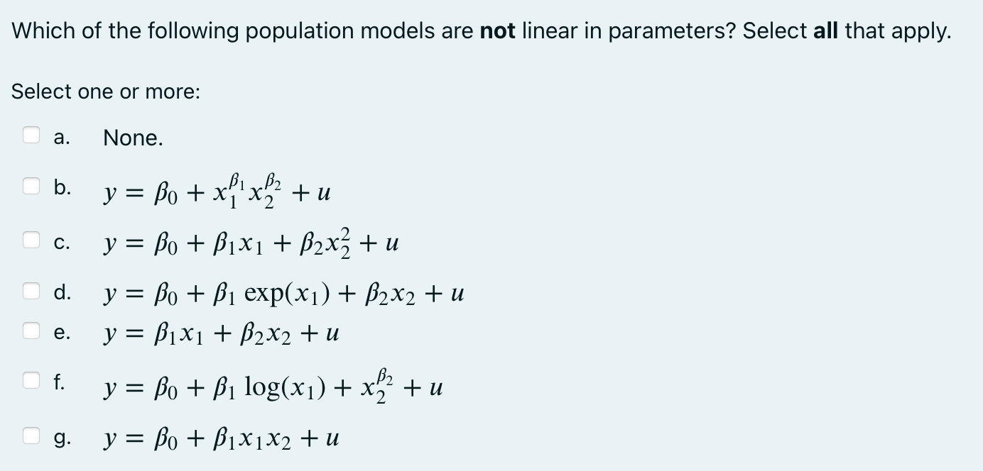Solved Which of the following population models are not | Chegg.com