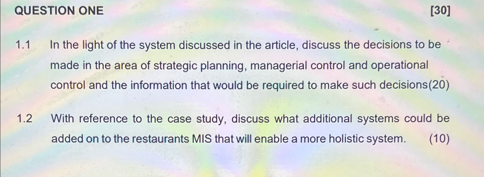 Solved QUESTION ONE[30]1.1 ﻿In the light of the system | Chegg.com