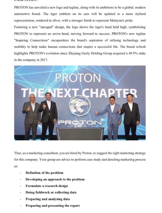 Solved PROTON has unveiled a new logo and tagline, along | Chegg.com