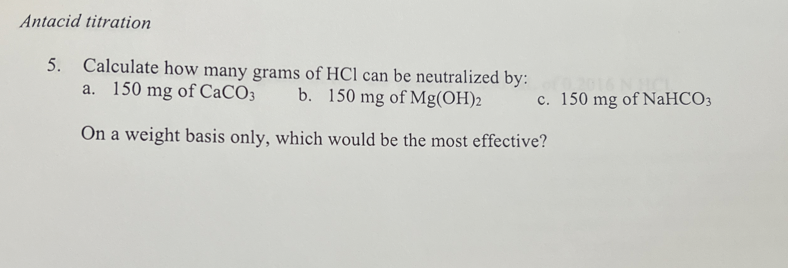 Solved Antacid titrationCalculate how many grams of HCl can | Chegg.com