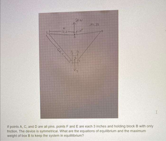 Solved If points A,C, and D are all pins. points F and E are | Chegg.com