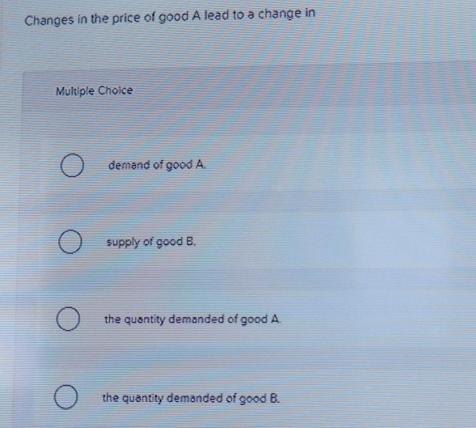 Solved Changes in the price of good A lead to a change | Chegg.com | Chegg.com