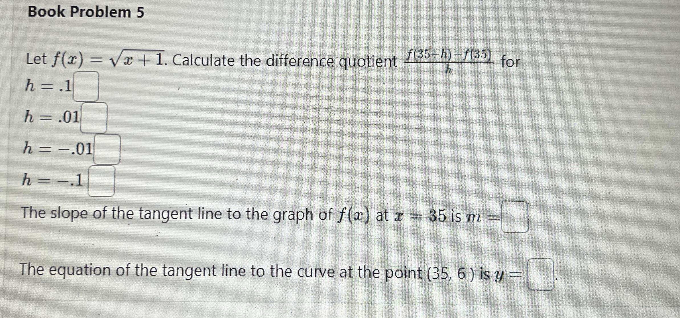 Solved Book Problem 5Let f(x)=x+12. ﻿Calculate the | Chegg.com