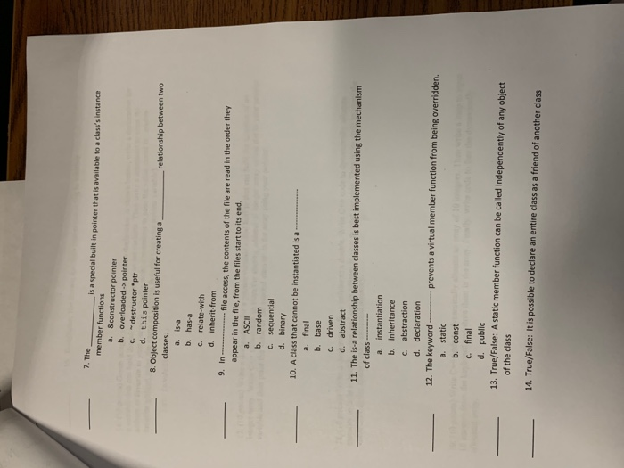 Solved is a special built-in pointer that is available to a | Chegg.com