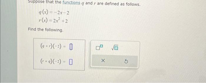 Solved Suppose that the functions q and r are defined as | Chegg.com