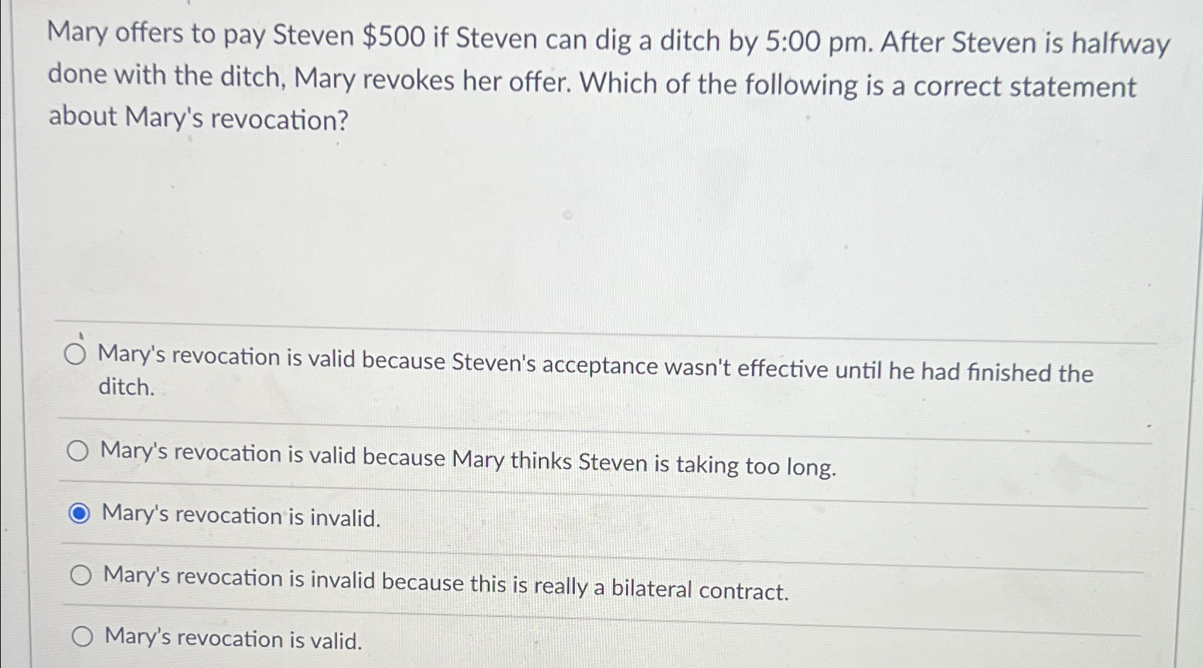 Solved Mary offers to pay Steven $500 ﻿if Steven can dig a | Chegg.com