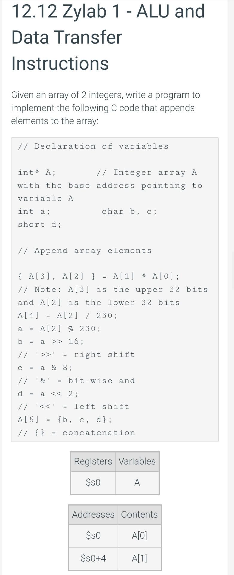 Solved 1212 Zylab 1 Alu And Data Transfer Instructions 7818