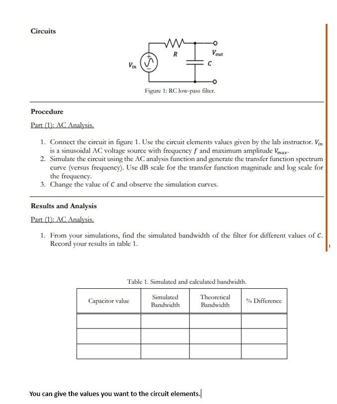 Solved Circuits Procedure Part (1): AC Analysis. 1. Connect | Chegg.com
