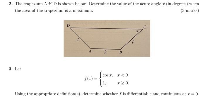 Solved 2. The trapezium ABCD is shown below. Determine the | Chegg.com