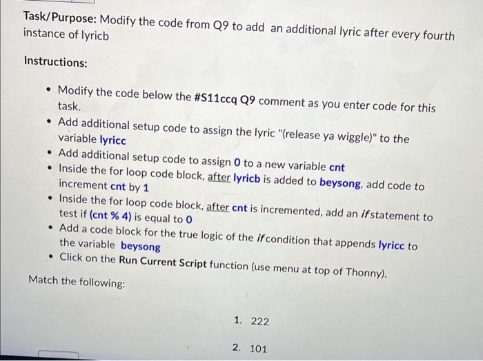 Solved Task/Purpose: Modify the code from Q9 to add an | Chegg.com