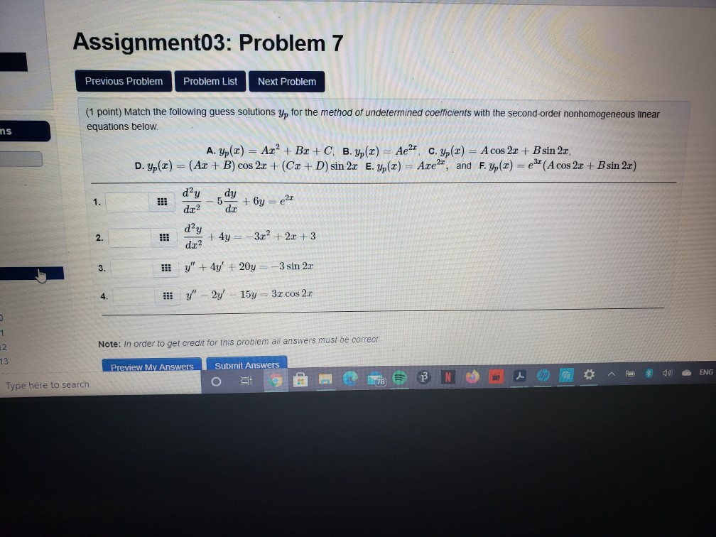 Solved Assignment03 Problem 7 Previous Problem Problem List