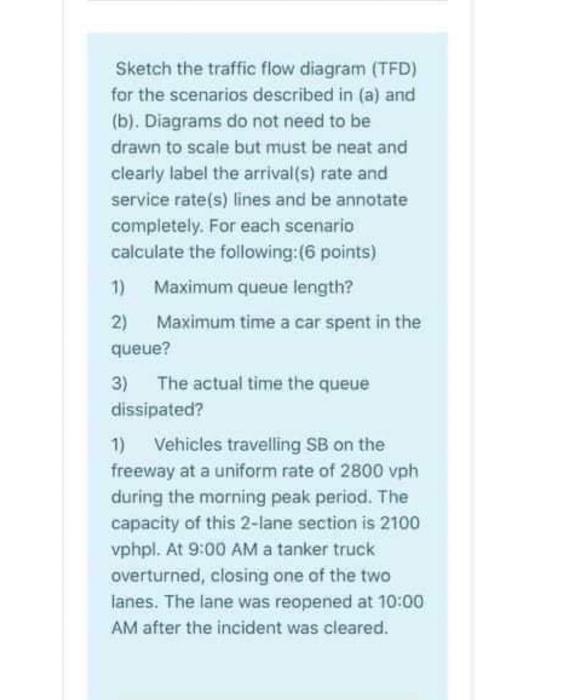 Solved Sketch the traffic flow diagram (TFD) for the | Chegg.com