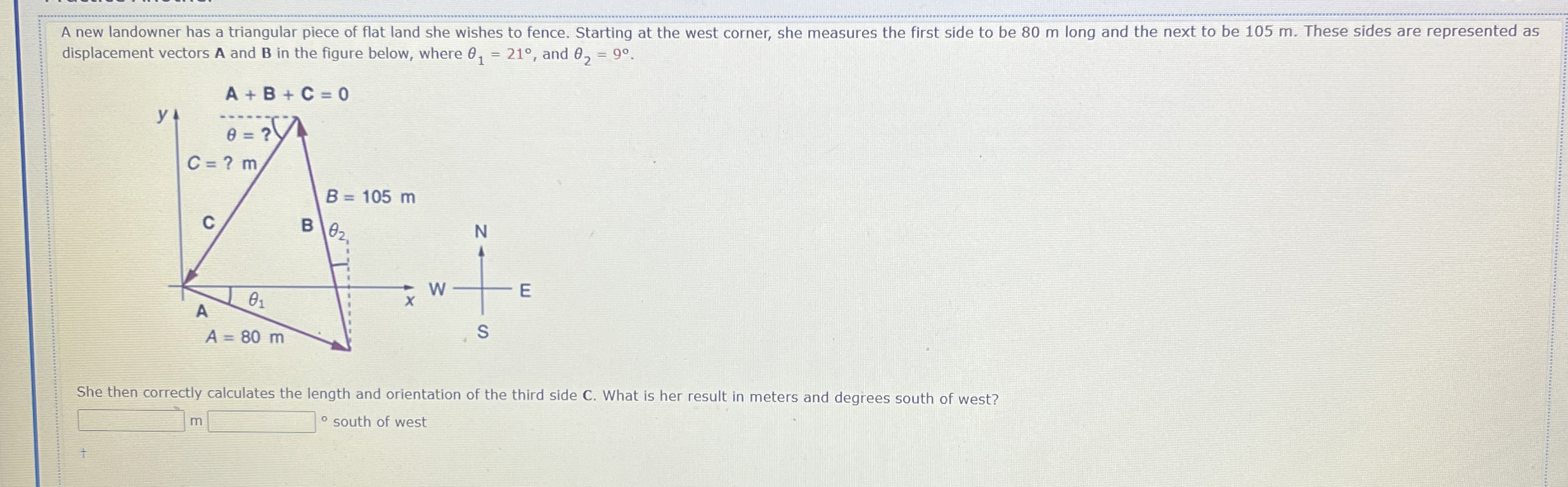 Solved A new landowner has a triangular piece of flat land | Chegg.com