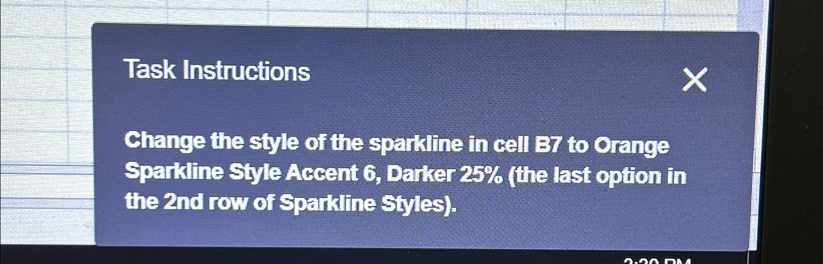 Solved Task InstructionsChange the style of the sparkline in | Chegg.com