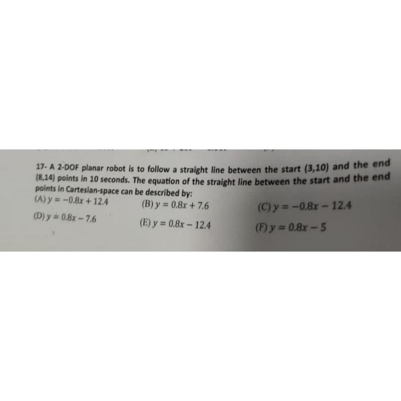 Solved A 2-DOF planar robot is to follow a straight line | Chegg.com