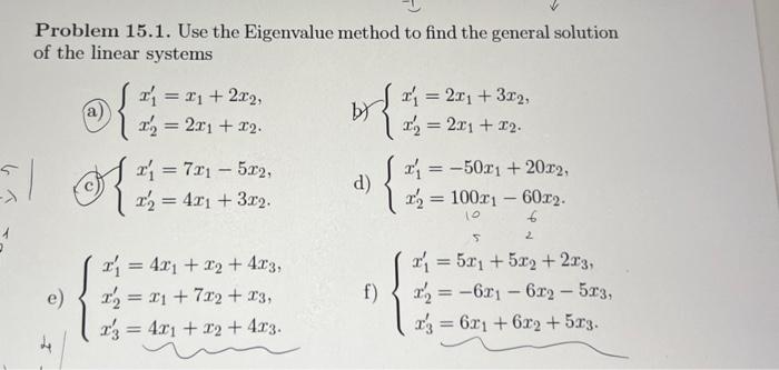 Solved Problem 15.1. Use the Eigenvalue method to find the | Chegg.com
