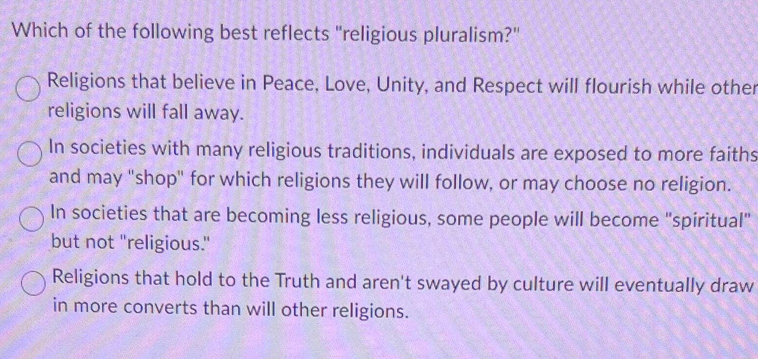 Solved Which of the following best reflects "religious | Chegg.com